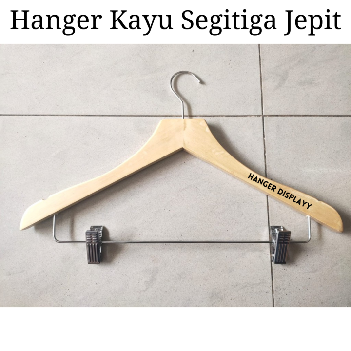 Hanger Kayu Natural Dewasa Gepeng Korea Model Baru ( Segitiga Jepit ...