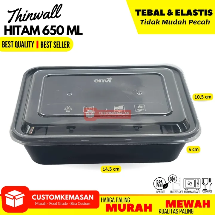 Thinwall Hitam Premium 650 ML / Wadah plastik / Food Container / Thinwall Special Edition Warna ...
