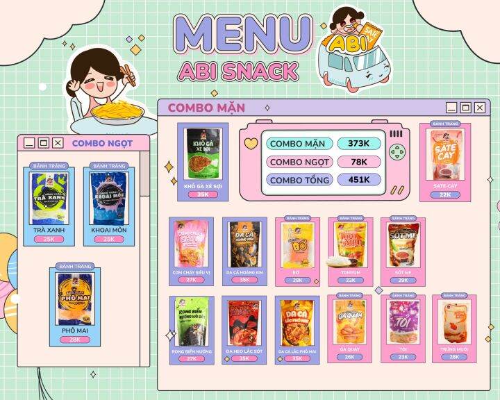 Bánh tráng abi full menu 16 vị | Lazada.vn