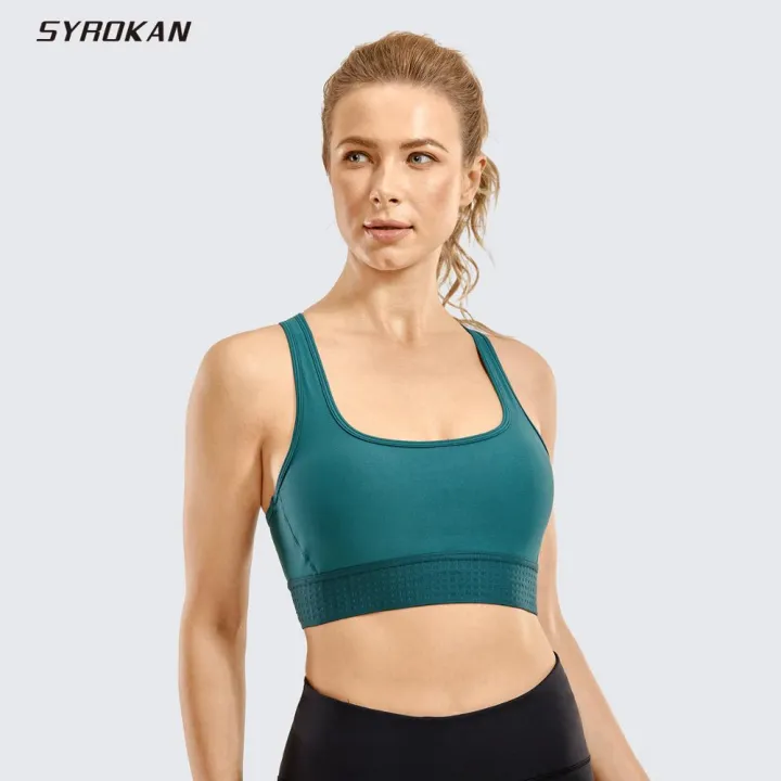 SYROKAN ลดล้างสต๊อกผู้หญิง Racerback ผลกระทบสูงชุดชั้นในกีฬาที่ถอดออก ...