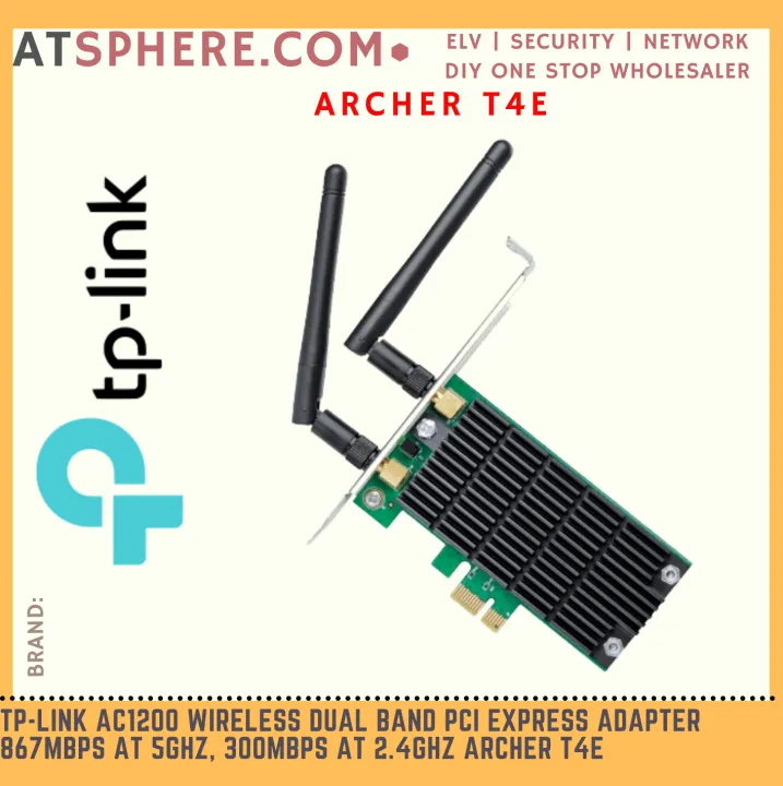 TP-LINK Tplink Archer T4E AC1200 Wireless Dual Band 2.4GHz 5GHz MU MIMO Speed PCIe Adapter 2 ...