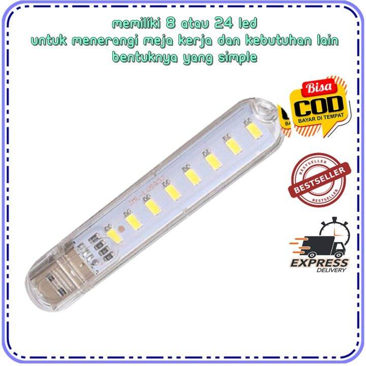 Mini 8 LED USB Darurat light Reading Lamp lampu mata stick emergency/ MeTo Senter Lampu USB LED ...