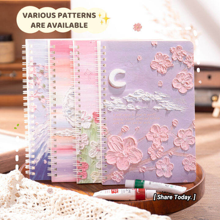 Cute Spiral Notebook A5 Students Exercise Book Oil Painting Cover ...