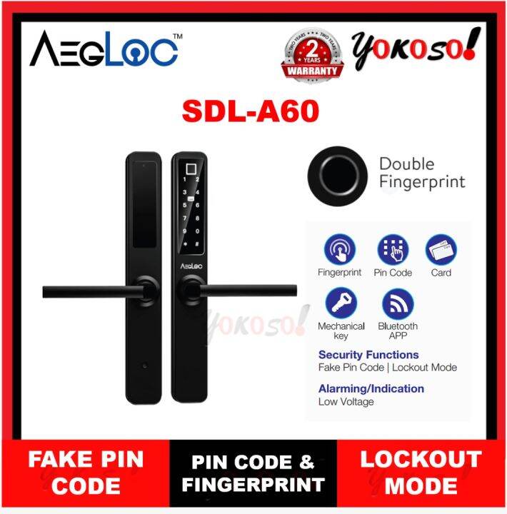 AEGLOC SDL-A60 Double Fingerprint Smart Digital Door Lock | Lazada