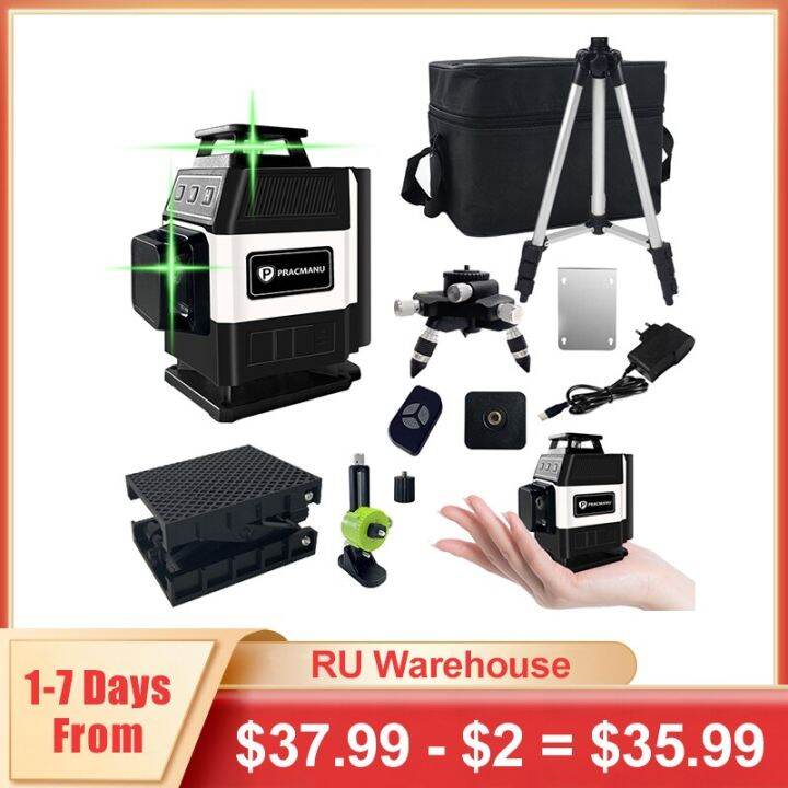 Mini 16 Lines 4D Laser Level Green Lines Self-Leveling 360 Horizontal ...