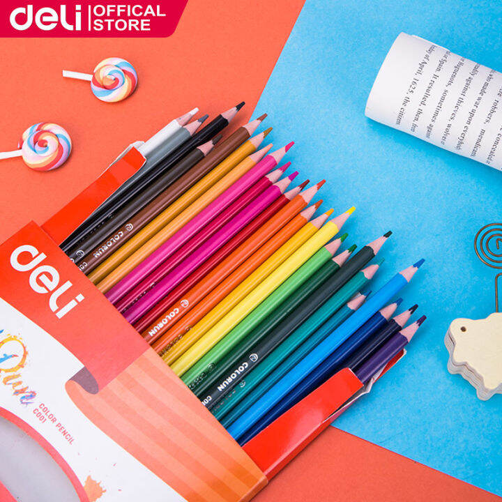 Deli 12 colors, high quality, popular with kids plastic color lead ...
