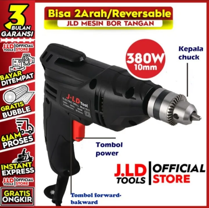 Bor 10mm JLD 10-3 bolak balik variabel speed bor listrik terbaik dan ...