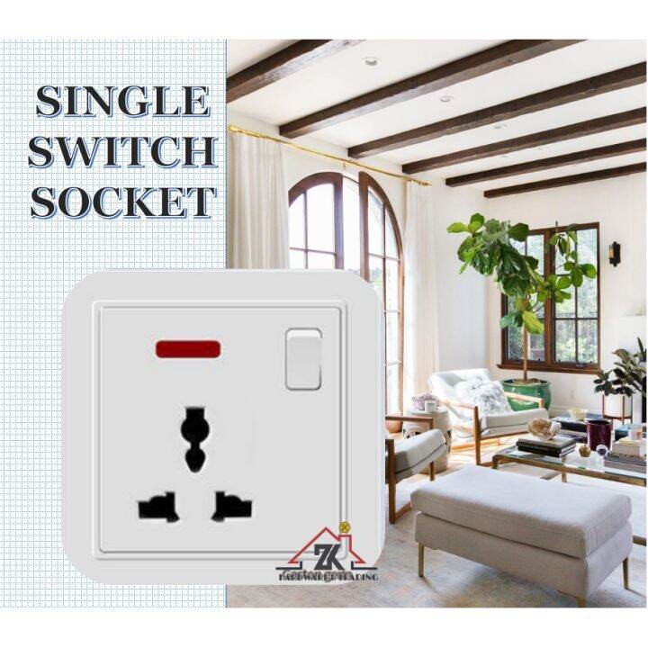 [WHITE] HIGH QUALITY UNIVERSAL PLUG SOCKET 13A WALL SWITCH SOCKET ...