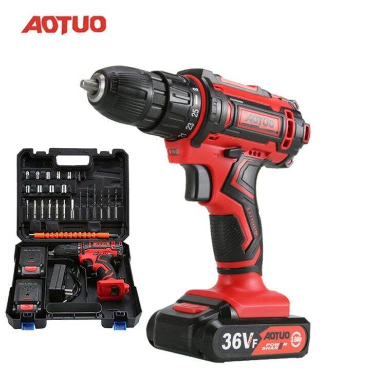 AOTUO 36V Lithium-Ion Cordless Driver-Drill Kit With Free Accessories with battery | Lazada PH