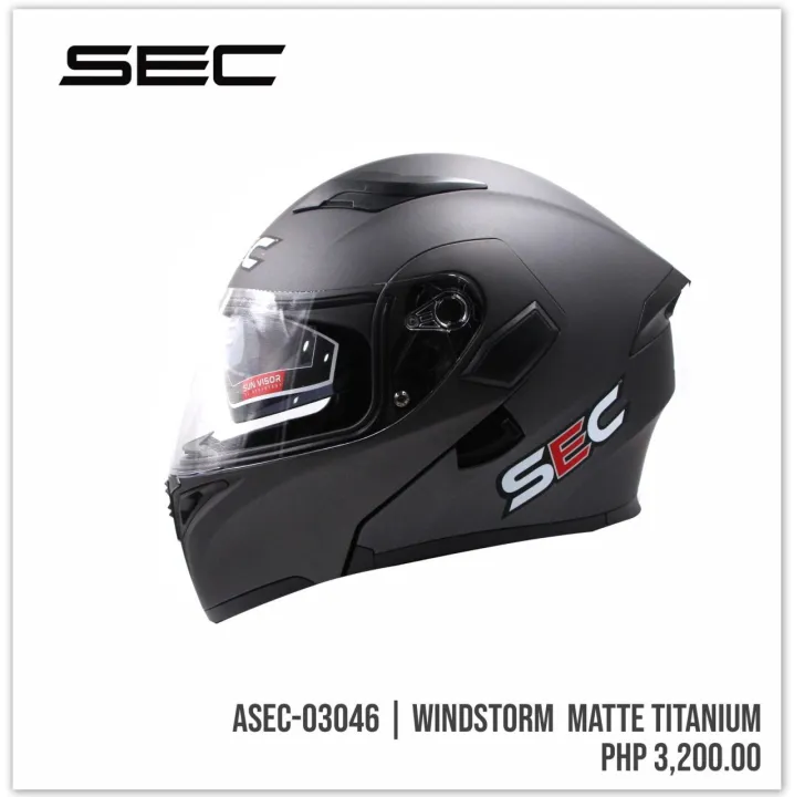 SEC 03046 Modular Dual Visor Helmet MATTE TITANIUM | Lazada PH