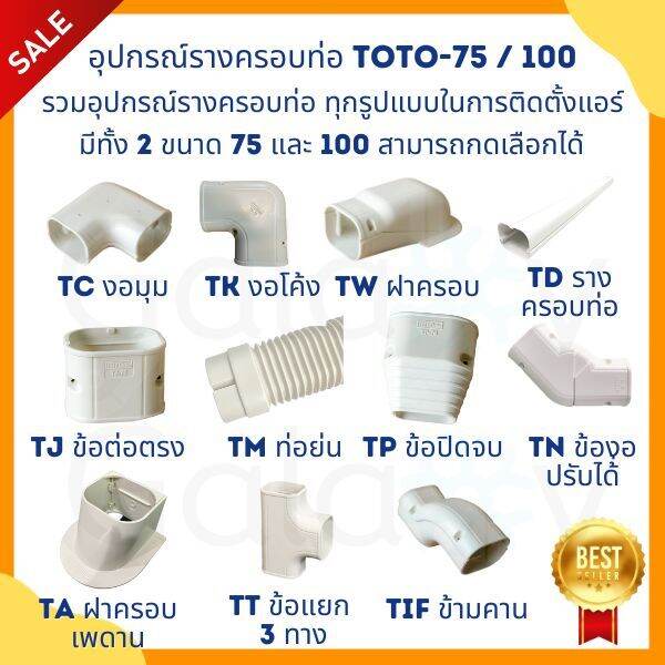อุปกรณ์รางครอบท่อ ยี่ห้อ TOTO slim ขนาด 75 / 100 รวมอุปกรณ์รางครอบท่อ ทุกรูปแบบในการติดตั้งแอร์ ...