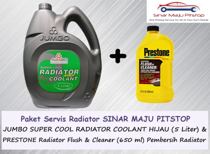 Paket Servis Radiator JUMBO COOLANT WARNA HIJAU 5 Liter & PRESTONE ...