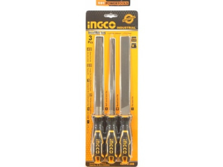 Ingco HKTFS1308 3pcs 8" Industrial Steel File Set T12 Steel ~ ODV ...