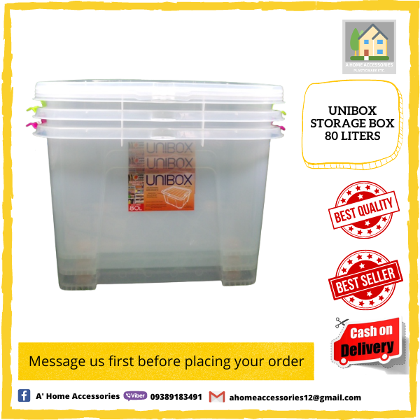 Unibox Clear Storage Box 80 Liters with Lid and Wheels | Lazada PH