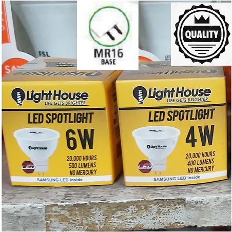 Lighthouse MR16 Base LED Spotlight Daylight or Warm White 4W 6W watts ...