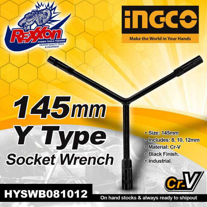 INGCO INDUSTRIAL 145mm Cr-V Y-Type Socket Wrench HYSWB081012 Rexxon ...