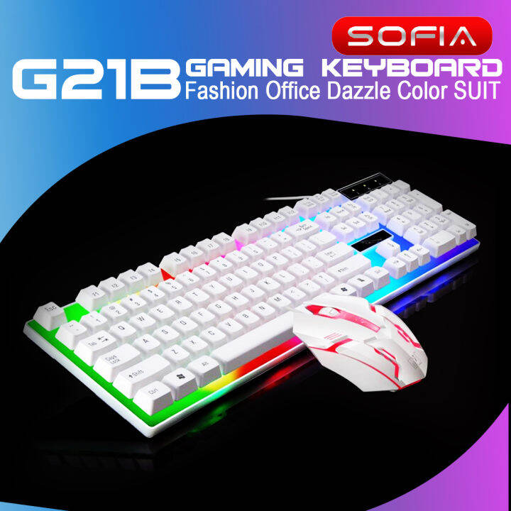 (W) Sofia G21B Wired Gaming Keyboard Mouse USB Mechanical Backlight ...