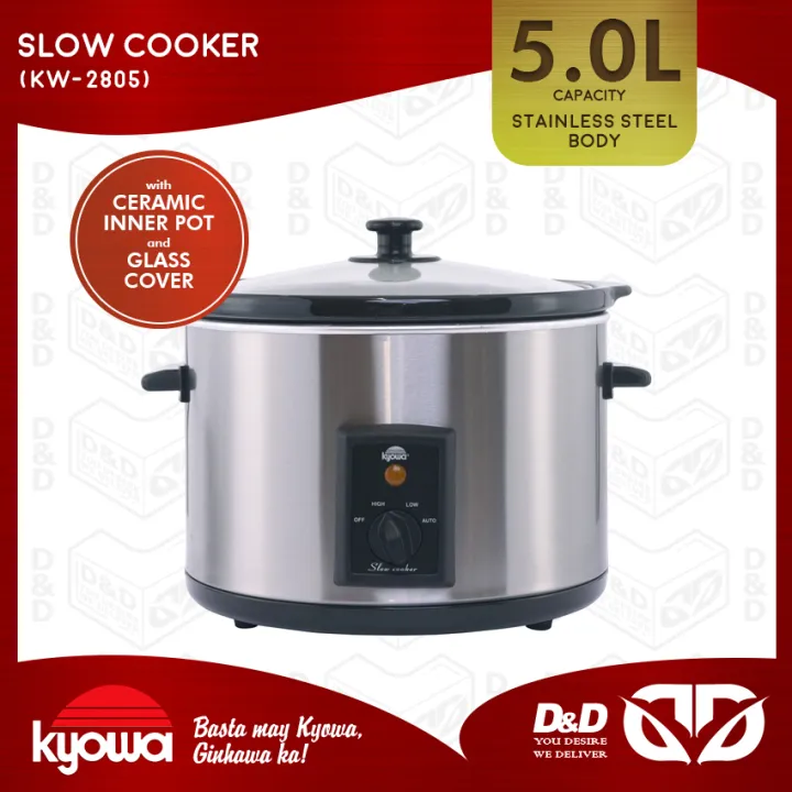 D&D Kyowa 5.0L Capacity Slow Cooker, Stainless Steel Body with Ceramic ...
