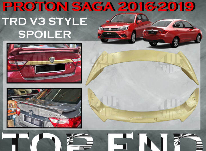 PROTON SAGA VVT 2016-2019 TRD V3 STYLE REAR TRUNK SPOILER WING WITH LED ...