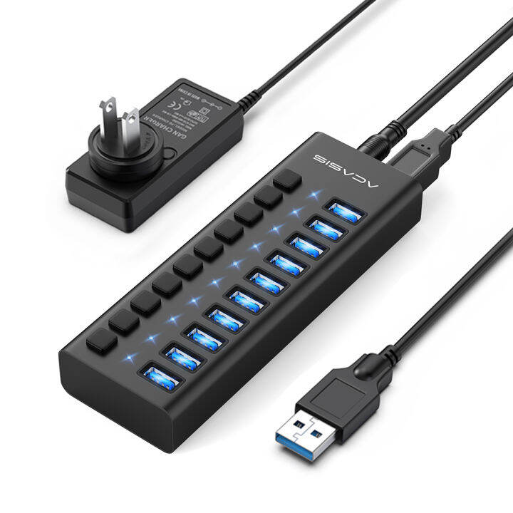 ACASIS 10/16 Port Powered USB Hub USB 3.0 Data Hub พร้อมสวิตช์อิสระและ ...