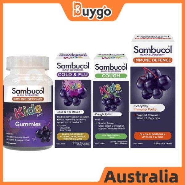 Sambucol Kids Black Elderberry Immune Defence 50 Gummies / Cold & Flu ...
