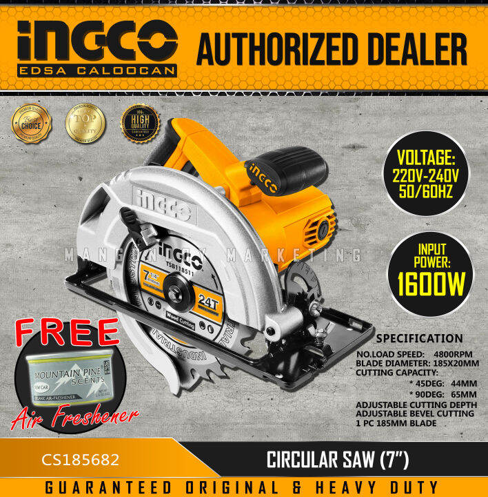 INGCO CIRCULAR SAW 1600W 7" CS185682 with FREE Mountain Pine Scents ...