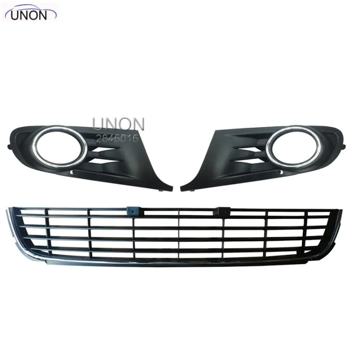 Car Front Lower Centre Bumper Grille+Fog Light Grilles Black For VW ...