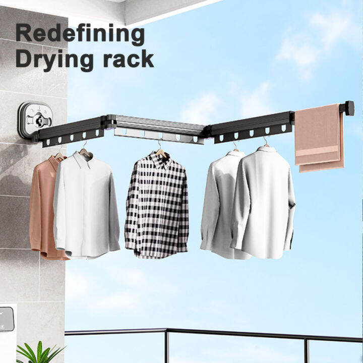 【Ready Stock】Folding Clothes Rack Aluminum Clothes Hangers Black Wall ...