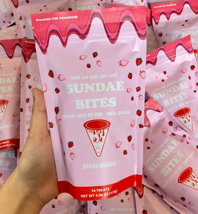 BFS SUNDAE BITES Sundae Cone Tip Bite-Sized Snacks 115g ( STRAWBERRY ...