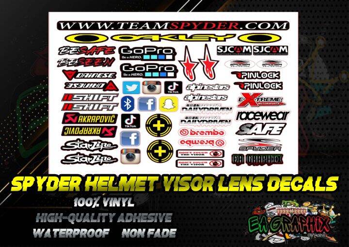 HELMET VISOR STICKER SET (SPYDER PH) HIGH QUALITY LAMINATED VINYL ...