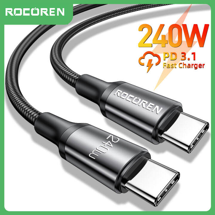 Rocoren USB Type C To Type C สาย PD 240W 100W 60W 5A สายชาร์จเร็วสาย ...