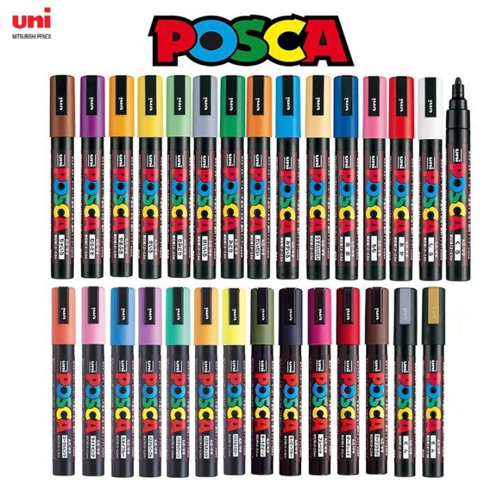New Uni Posca Paint Marker Pen39/44/36 Full Colors PC 5M/3M/1M Acrylic ...