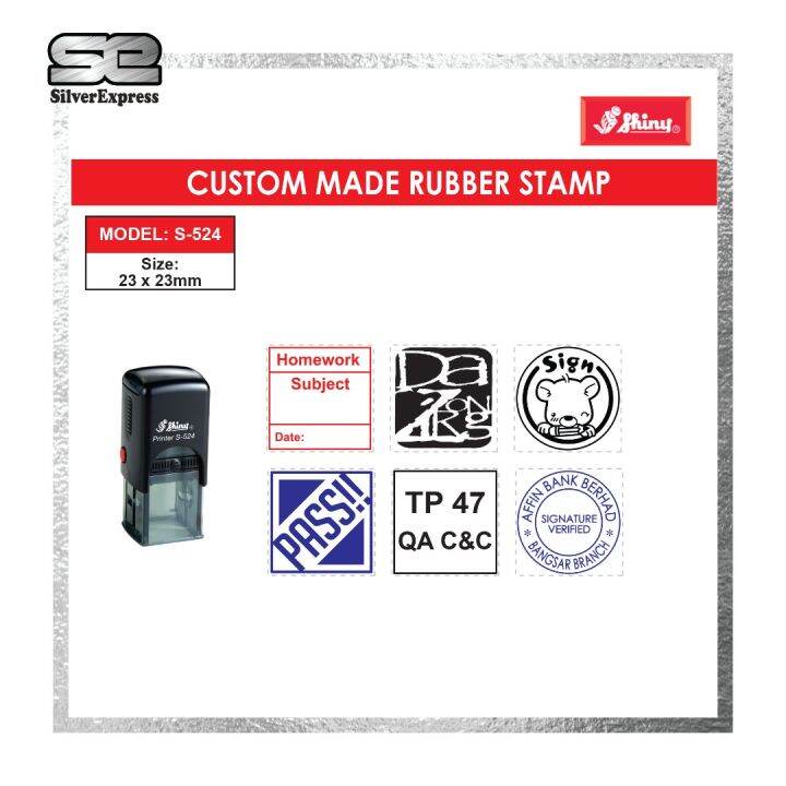 Custom Make Self Inking Rubber Stamp SHINY Rectangular Shaped Model S-510, S-515, S-520, S-524 ...