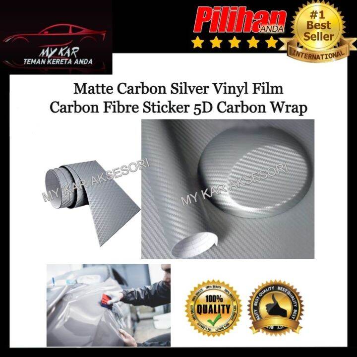 90 cm X 150 cm ~ Matte Carbon Silver Vinyl Film/ Carbon Fibre Sticker ...