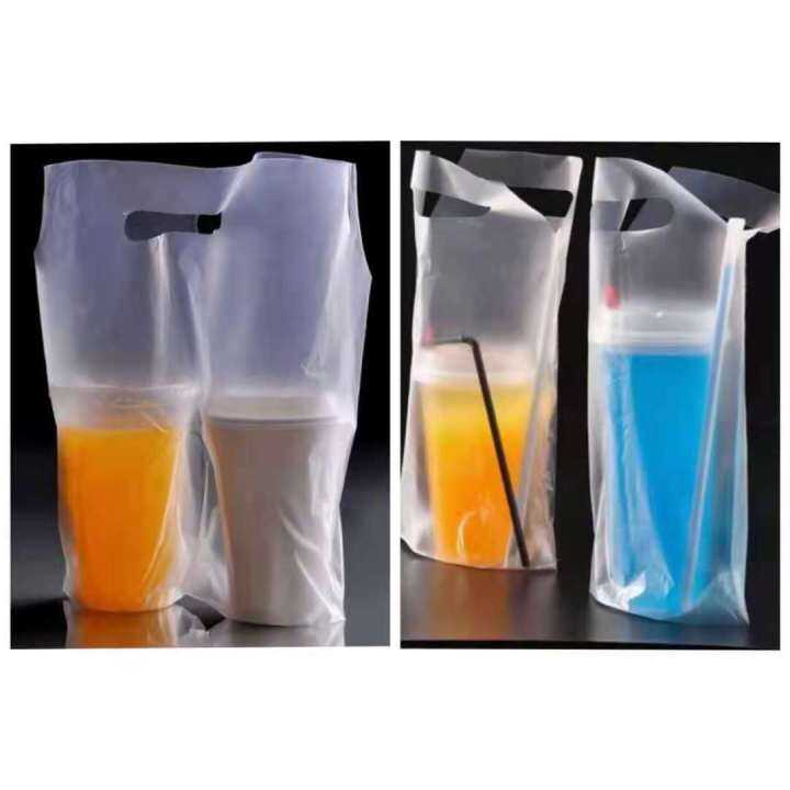 Milk Tea Plastic Takeout Bag Drinks Carrier Plastic Take out Bag Single ...