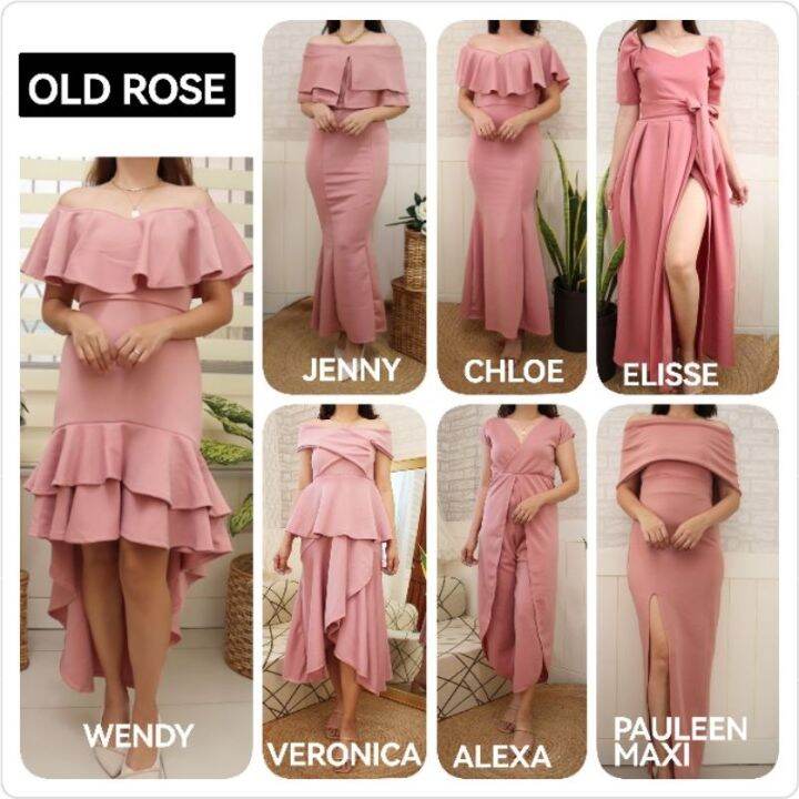 OLD ROSE COLOR BRIDAL ENTOURAGE BRIDESMAIDS LONG GOWNS PANG ABAY ...