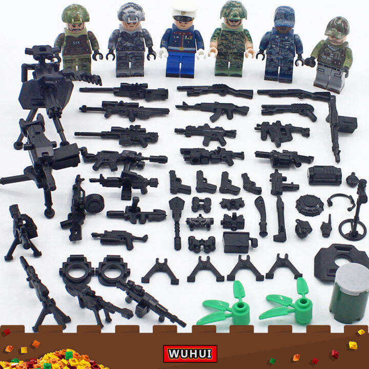 WUHUI 6PCS SWAT Military Army WW2 Minifigures Toy Building Kit Building ...
