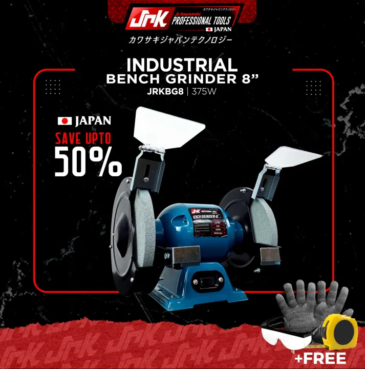 JRK JAPAN Heavy Duty Industrial Bench Grinder 8" 375W JRKBG8 +FREEBIES ...