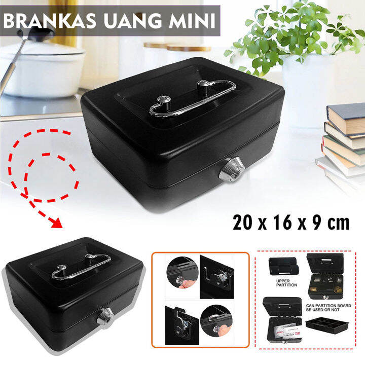 Kotak Brankas Uang Mini Kunci Manual Safe Deposit Box 200A Penyimpanan ...