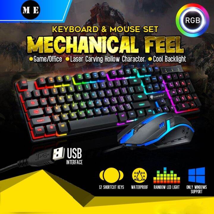 mechanical keyboard FIREWOLF FW200 FWK230 Rainbow LED Gaming Keyboard ...