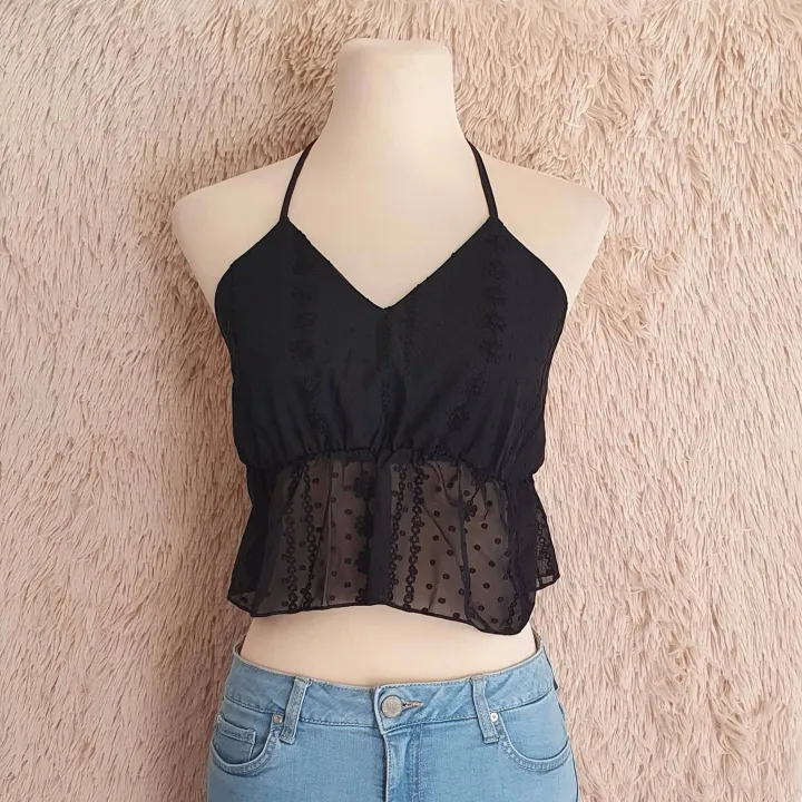 SHEIN Sheer Lace Crop Top | Lazada PH
