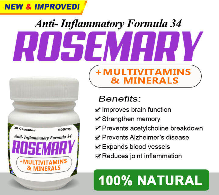 ANTI-INFLAMMATORY FORMULA 34 ROSEMARY CAPSULES + Multivitamins ...