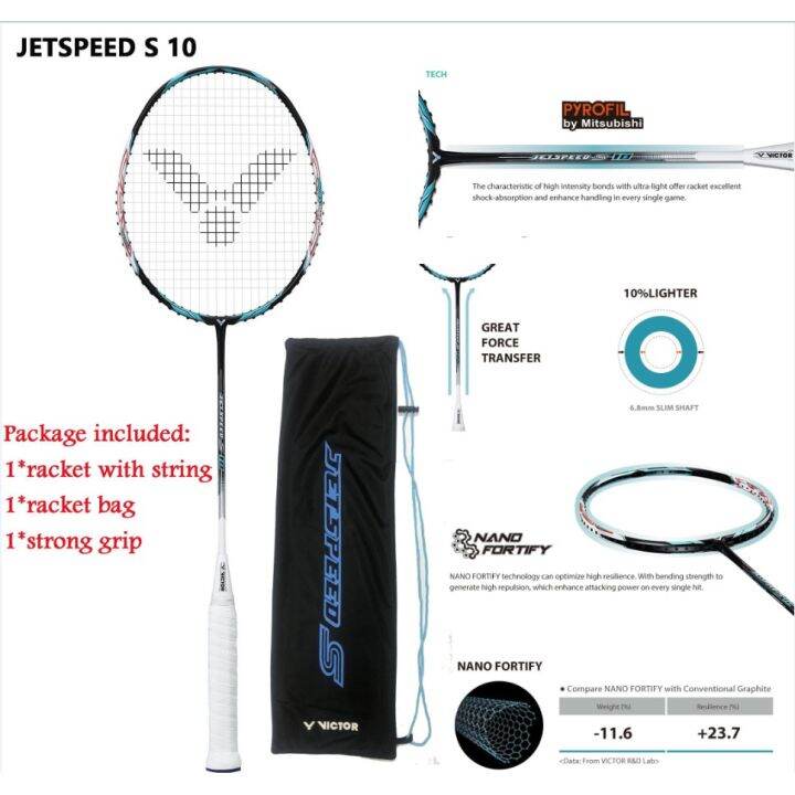 การจัดส่งอย่างรวดเร็ว VICTOR JETSPEED S10คาร์บอนไฟเบอร์เดี่ยวไม้ ...