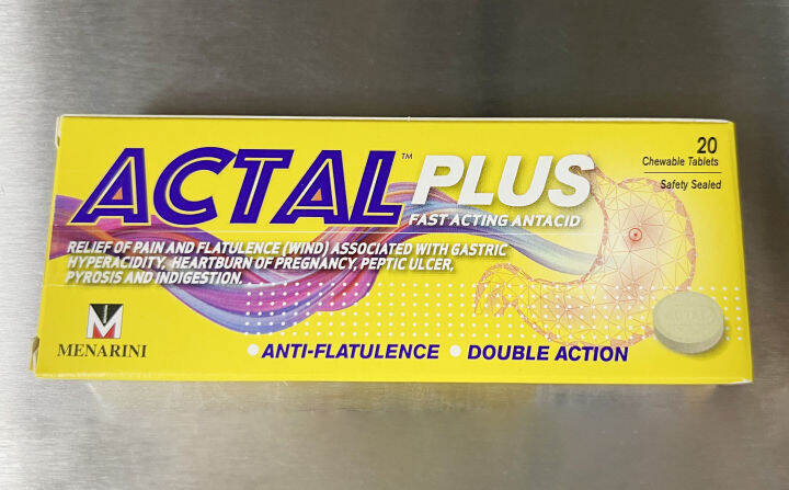 ACTAL Plus Fast Acting Antacid Tablets 20s 益达胃强力装 20粒 Relieves Gastric ...