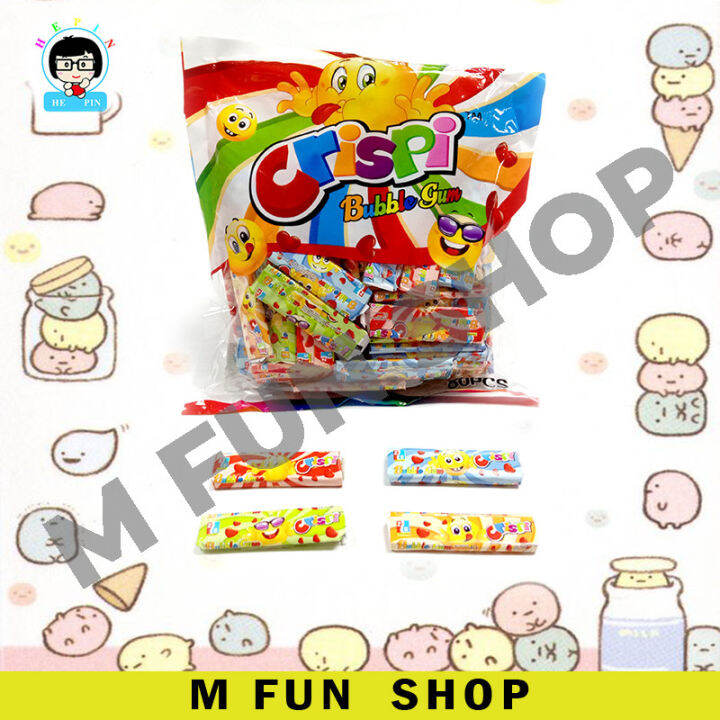 *Halal* 80Pcs Smile Face Crispi Bubble Gum Strawberry Flavor (±4g x ...