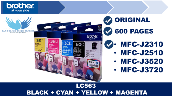 Brother LC563 Black + Cyan + Yellow + Magenta Original Ink Cartridge ...