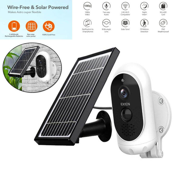 EKEN Battery Camera AStro Solar Panel 1080p IP65 WIFI Motion Detection ...