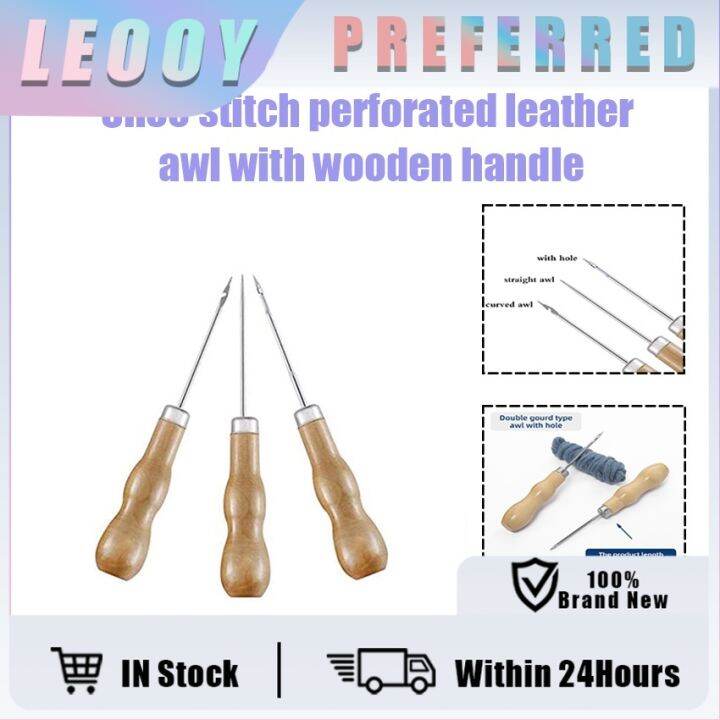 Wooden Handle Shoes Repairing Awl Sewing Awl Hand Stitching Leather ...