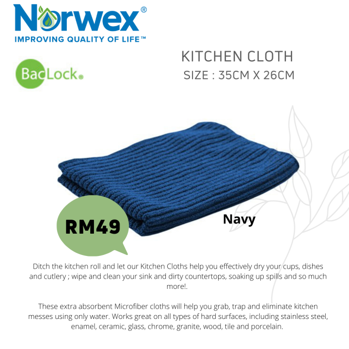 [READY STOCK] Norwex Microfiber Kitchen Cloth 35 x 26 cm with BacLock ...