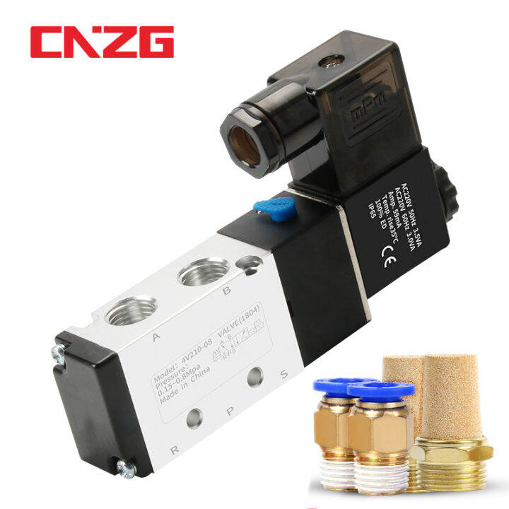 4V210-08 1/4 5 Way 2 Position Port Pneumatic Control Solenoid Air ...